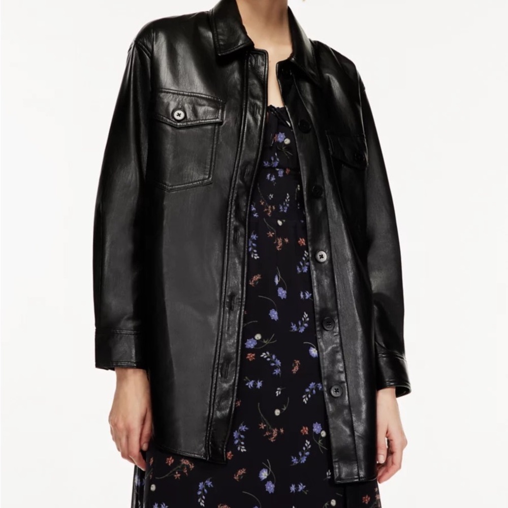 Wilfred Ganna Leather Shacket From Aritzia - Gem